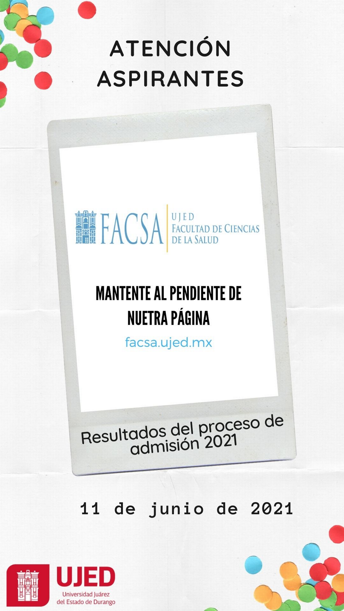 FACSA - Resultados del proceso de admisión 2021
